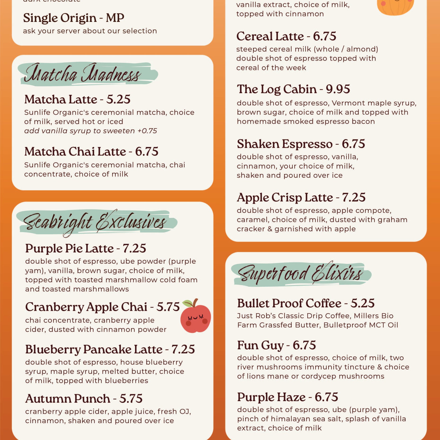 Menus – Almost Home General